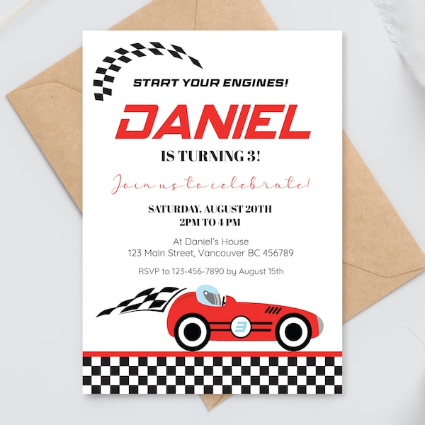 Formula 1 Birthday Invitations - Etsy