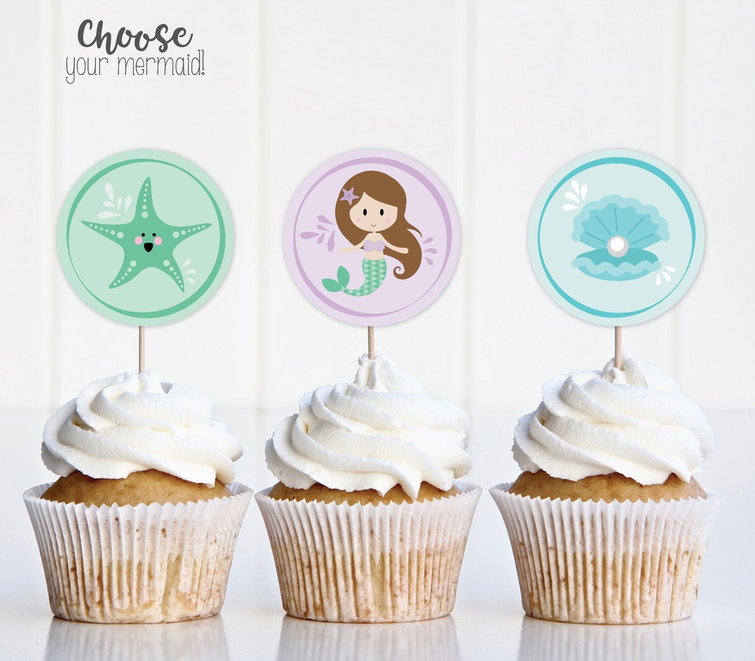 Mermaid Birthday Cupcake Toppers DIGITAL | Cute Mermaid Party ...