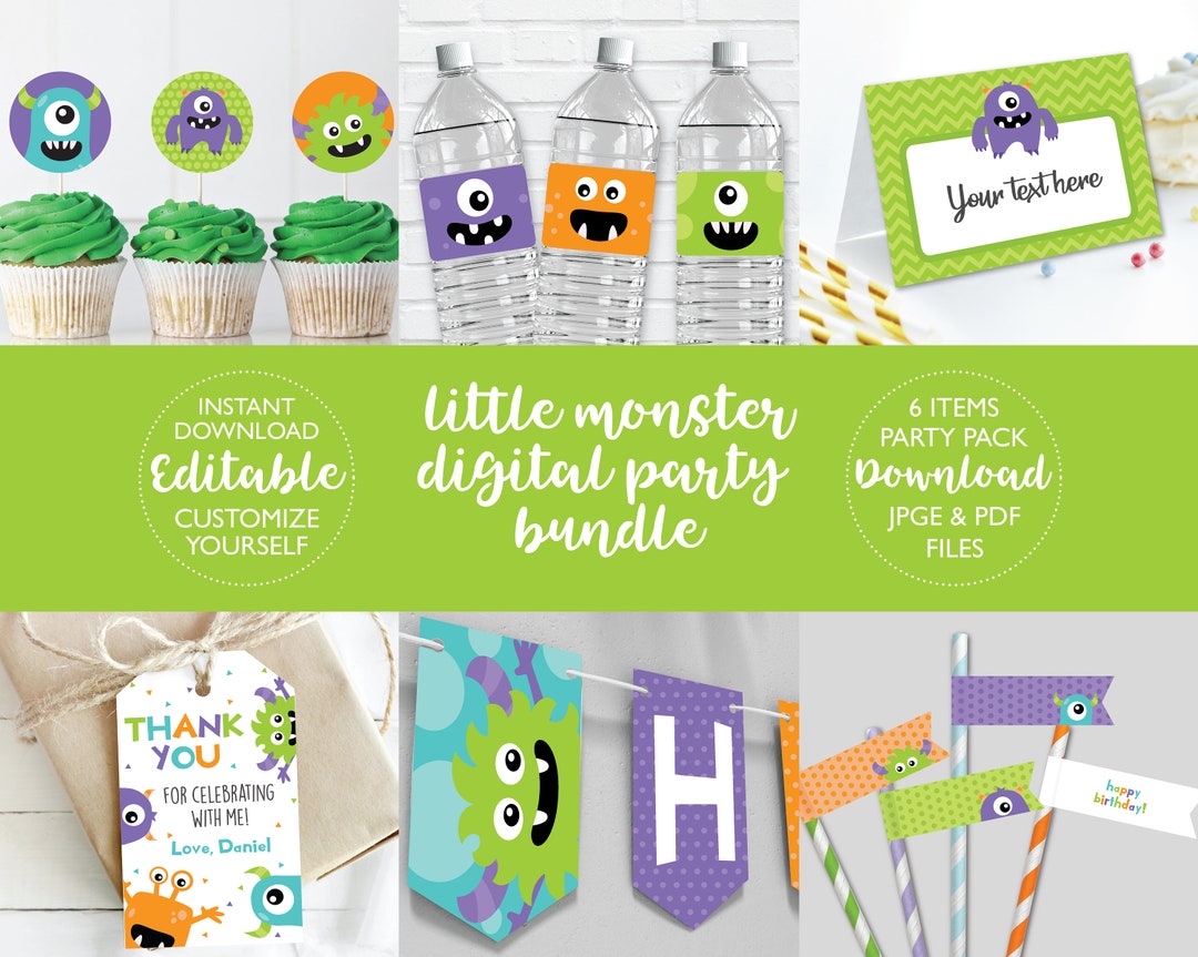 Monster Birthday Party Kit DIGITAL | Little Monster Party Bundle Set ...
