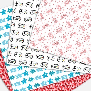 Video Game Seamless Digital Paper | Red and Blue Gamer Background ...