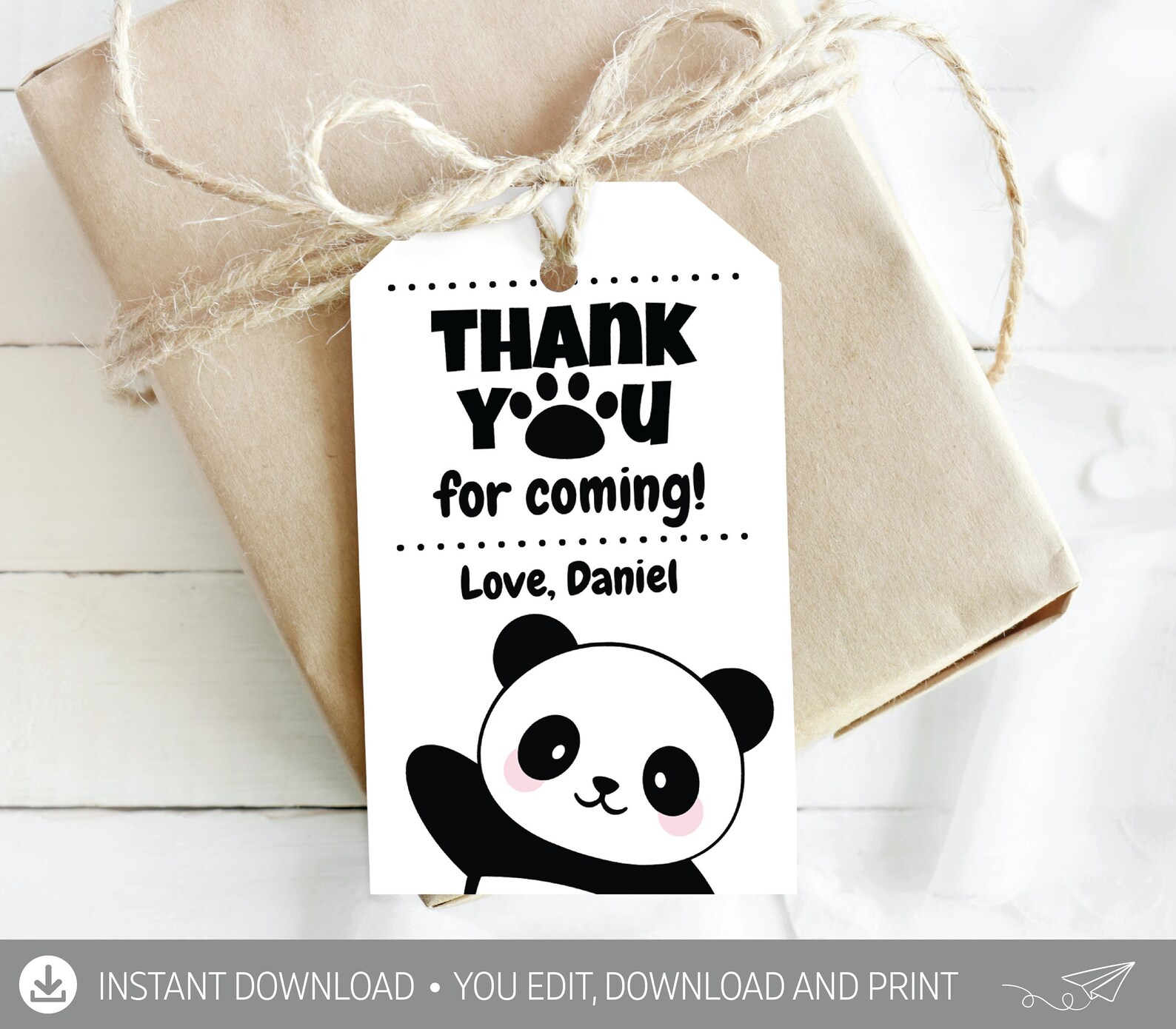 Panda Birthday Thank You Tag DIGITAL Panda Party Favor Tag - Etsy