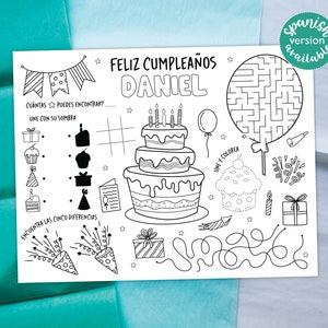 Birthday Party Coloring Placemat DIGITAL | Party Activity | Kids ...