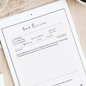 Book Review | Minimalist Reading Log | Digital Book Tracker Planner ...