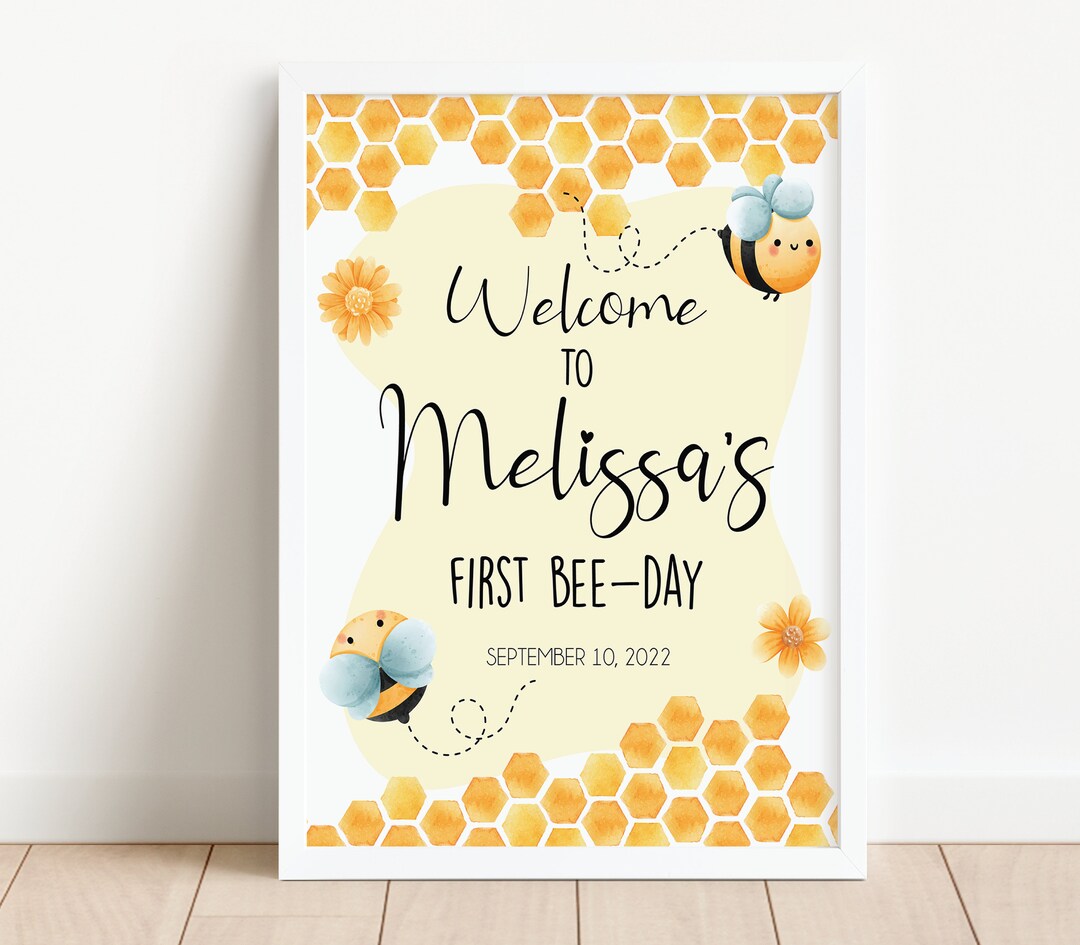 Honey Bee Welcome Sign DIGITAL | Bee-day Birthday Party | Favor Sign ...