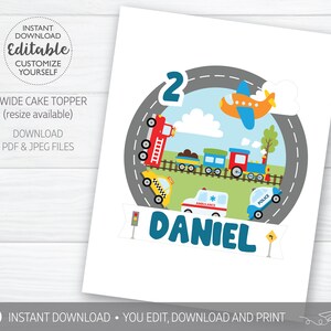 Transportation Birthday Cake Topper DIGITAL Transport Party - Etsy