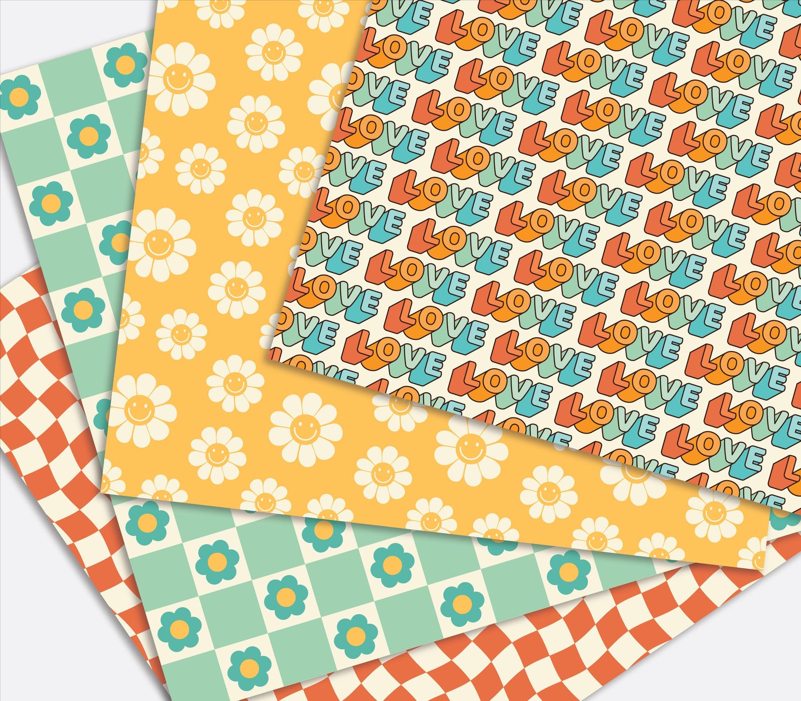 Groovy Seamless Digital Paper | Retro Vintage Background Pattern ...