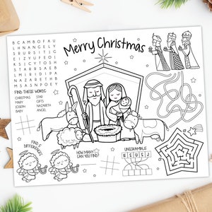 Nativity Coloring Placemat DIGITAL Xmas Holiday Table Activity ...