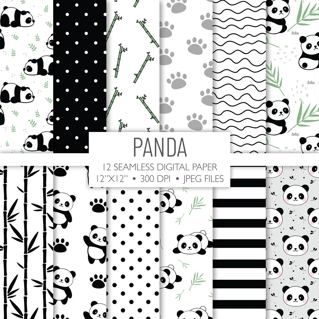 Panda Seamless Digital Paper Panda Background Pattern Scrapbook Pages ...