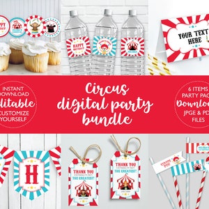 Circus Birthday Party Kit DIGITAL Carnival Party Bundle Set - Etsy