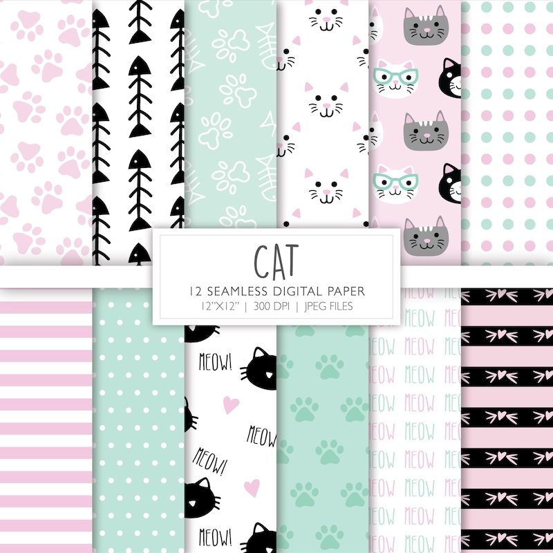 Kitty Seamless Pattern - Etsy