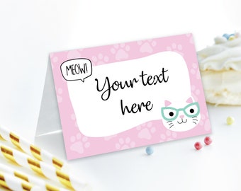 Editable Kitten Birthday Party Food Label Template, Printable Kitty Cat ...