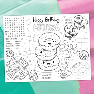 Donut Coloring Placemat DIGITAL | Sweet One Party Activity | Kids ...