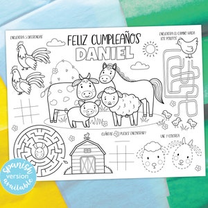 Farm Animals Coloring Placemat DIGITAL | Barnyard Party Activity | Kids ...
