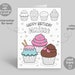Cupcake Birthday Coloring Card DIGITAL Colouring Greeting - Etsy
