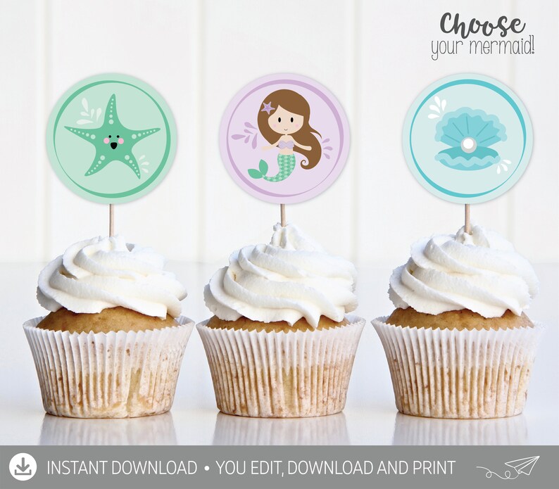 Mermaid Birthday Party Kit DIGITAL Cute Mermaid Party Bundle - Etsy