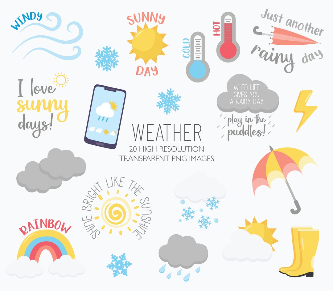 Weather Stickers DIGITAL | Pre-cropped Planner Sticker | PNG Clipart ...