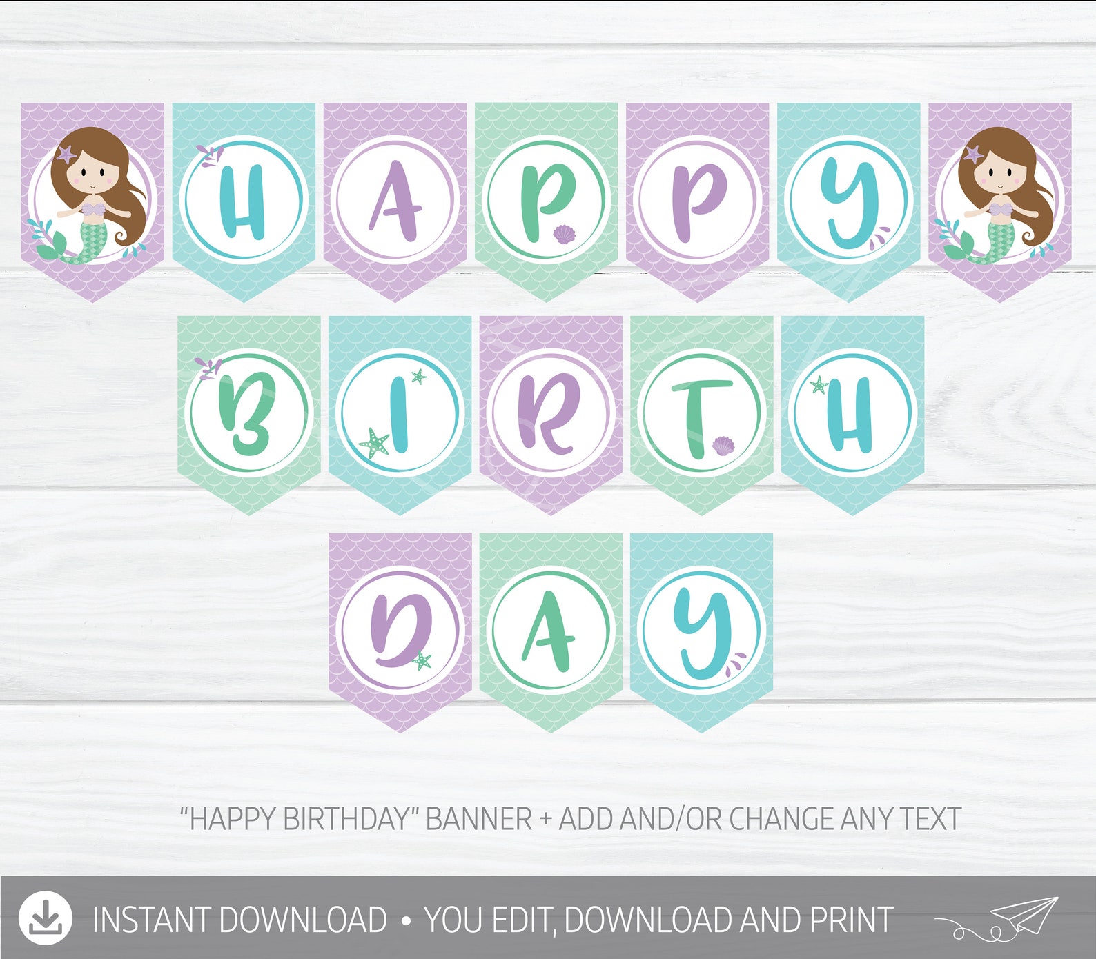 Mermaid Birthday Party Kit DIGITAL Cute Mermaid Party Bundle - Etsy