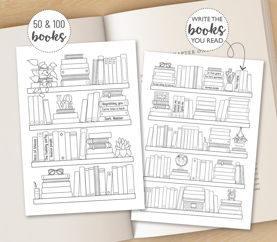 Reading Tracker DIGITAL | Coloring Bookshelf Tracker | A4 A5 Letter ...