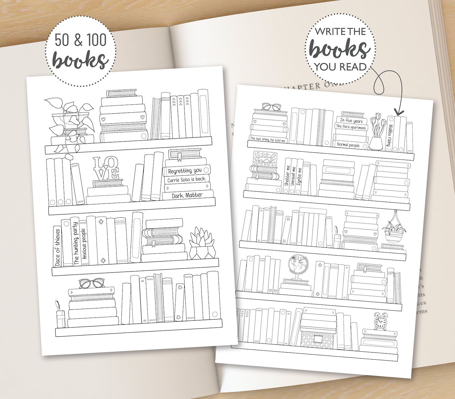 Reading Tracker DIGITAL | Coloring Bookshelf Tracker | A4 A5 Letter ...