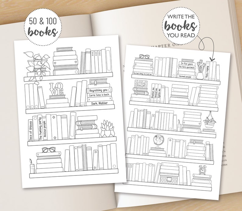 Reading Tracker DIGITAL | Coloring Bookshelf Tracker | A4 A5 Letter ...