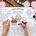Cupcake Coloring Placemat DIGITAL Cupcake Party Activity Kids Coloring ...