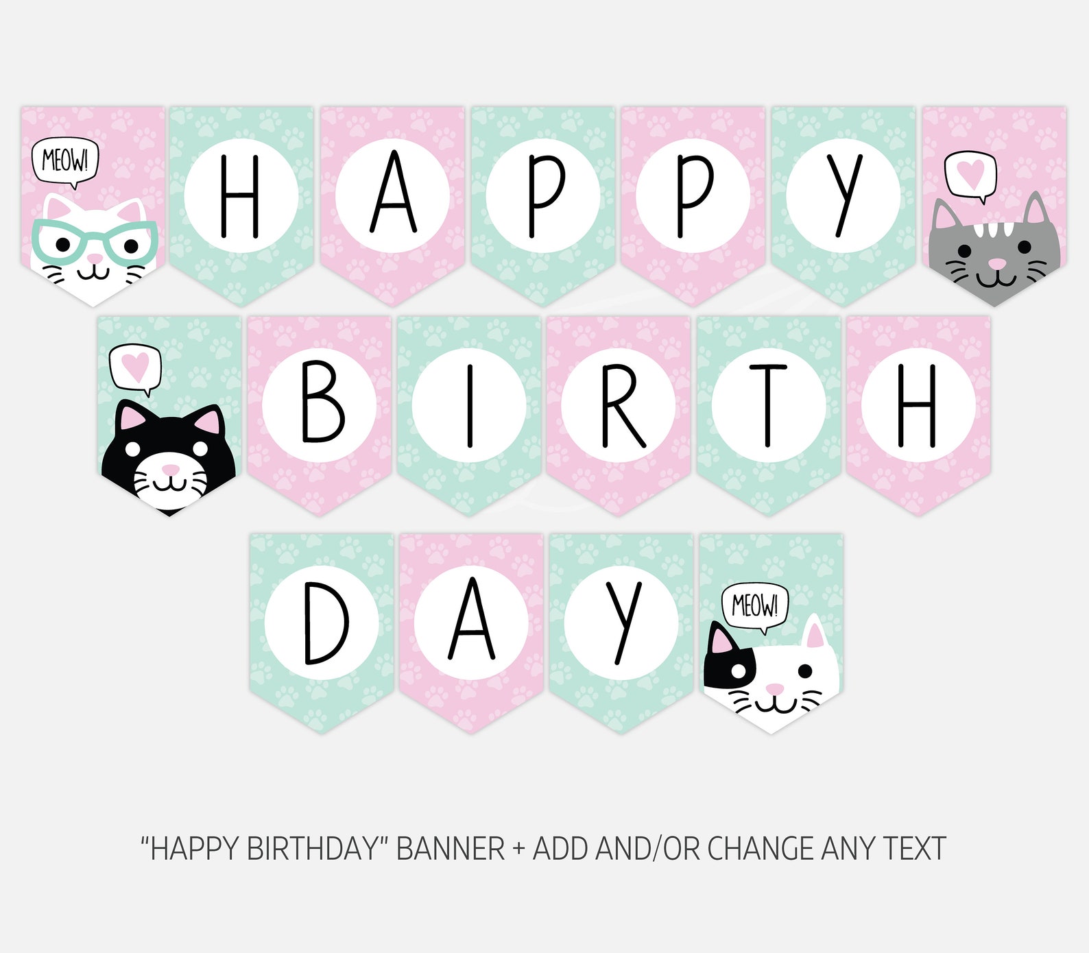 Kitten Birthday Party Kit DIGITAL | Cat Party Bundle Set | Personalized ...