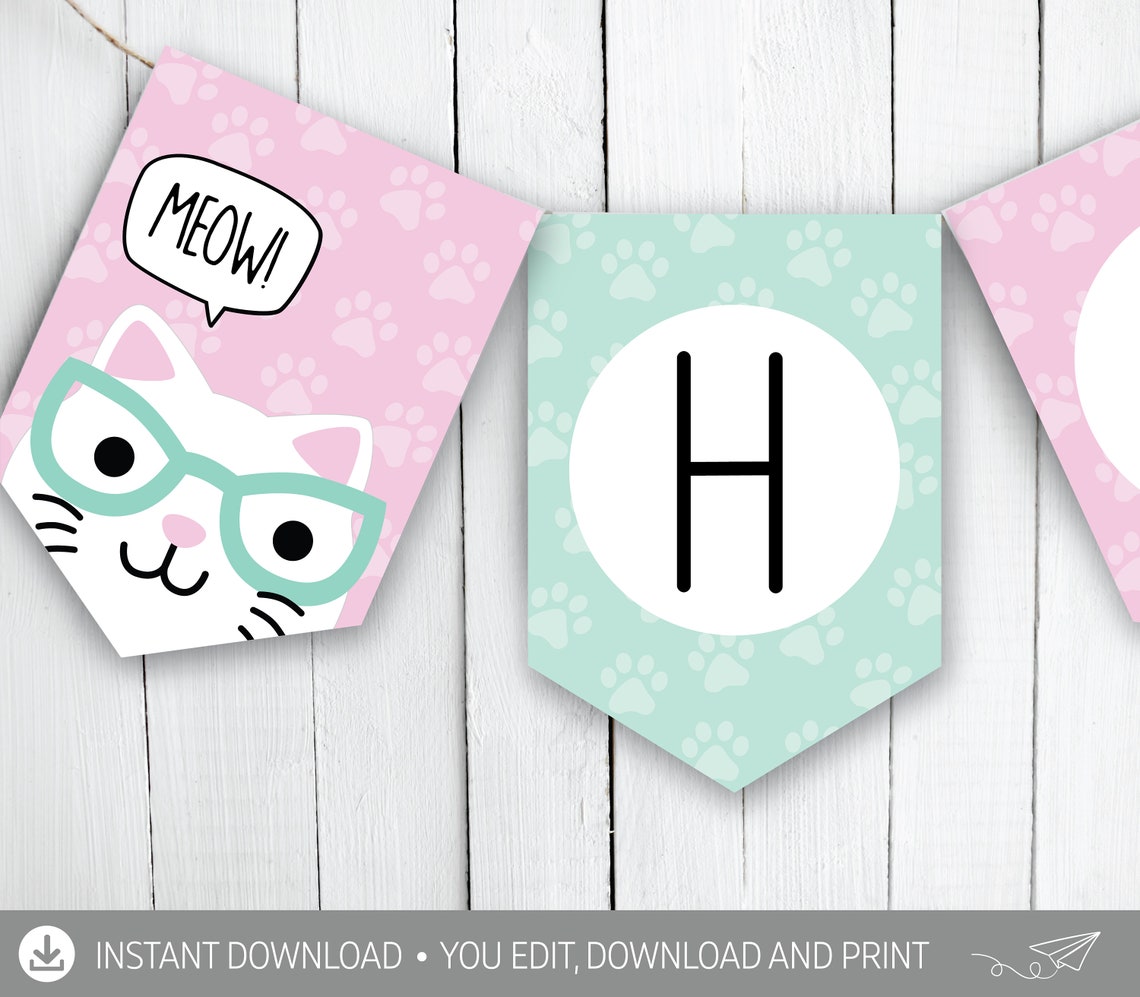 Kitten Birthday Party Kit DIGITAL Cat Party Bundle Set - Etsy