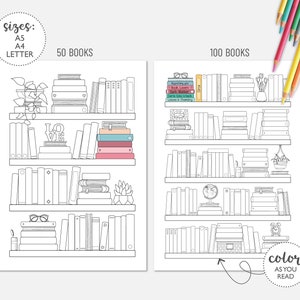 Reading Tracker DIGITAL | Coloring Bookshelf Tracker | A4 A5 Letter ...