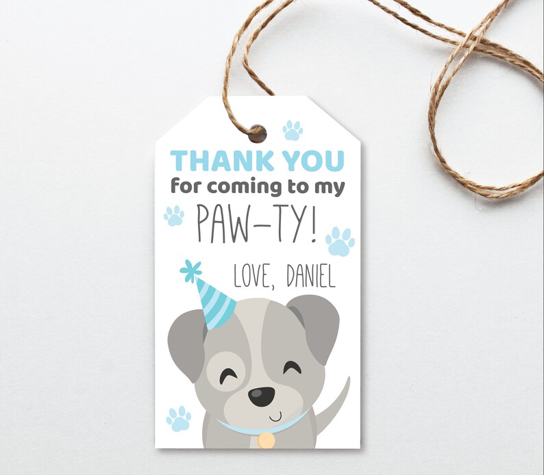 Puppy Birthday Thank You Tag DIGITAL | Dog Party Favor Tag | Woof ...