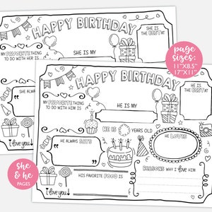All About Happy Birthday Coloring Page DIGITAL | All About Fill in ...