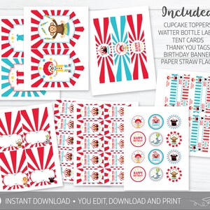 Circus Birthday Party Kit DIGITAL Carnival Party Bundle Set - Etsy