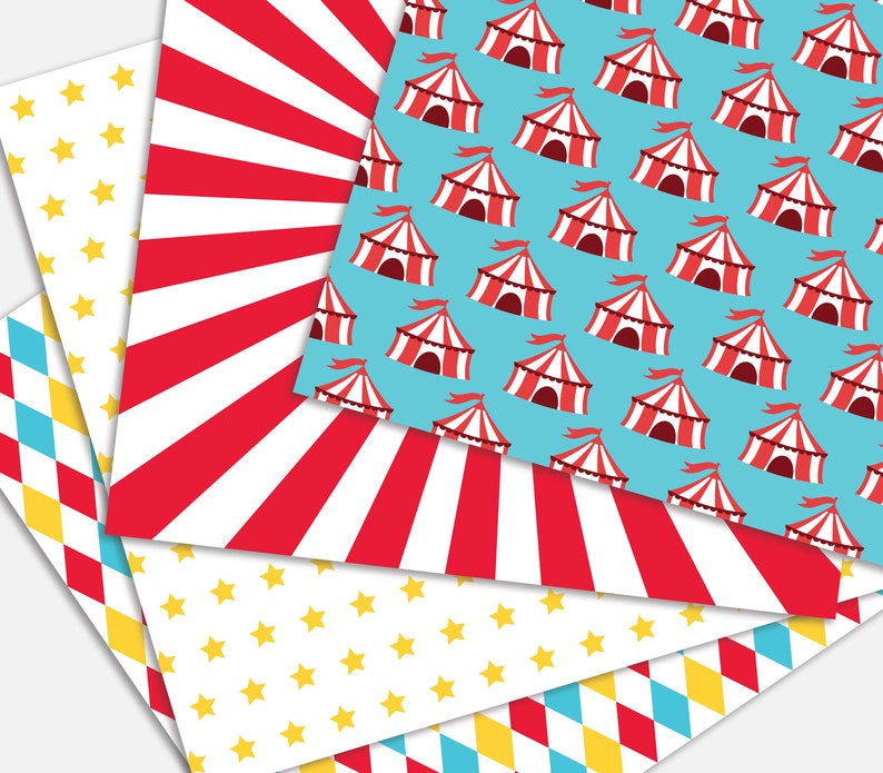 Circus Digital Paper Carnival Background Pattern Scrapbook - Etsy