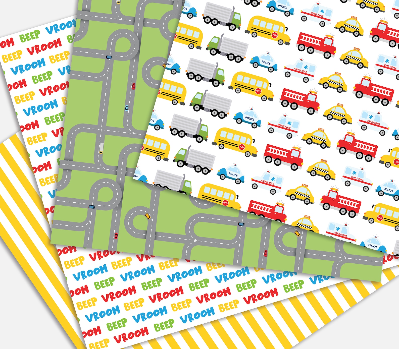 Transportation Digital Paper Transport Background Pattern Vehicles ...