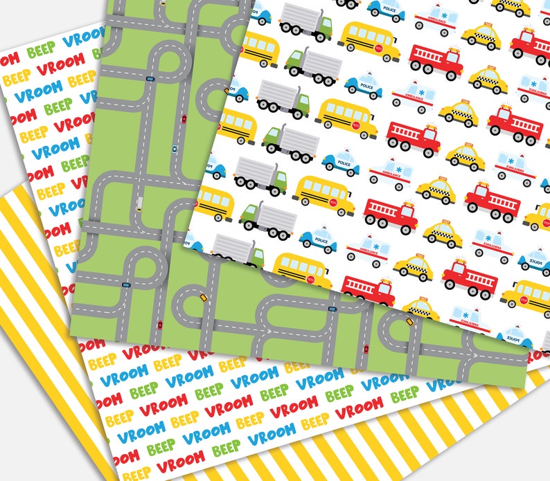 Transportation Digital Paper | Transport Background Pattern | Vehicles ...