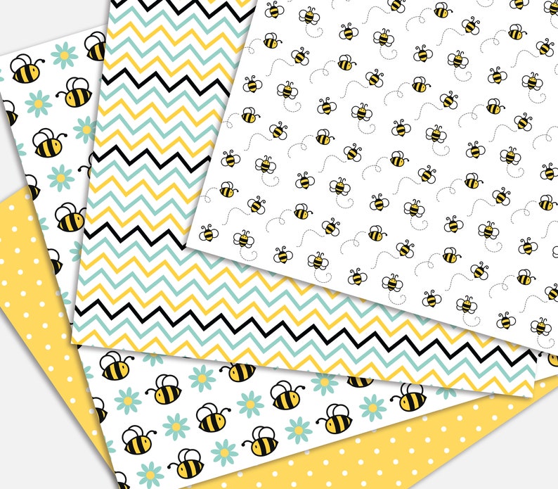 Honey Bee Seamless Digital Paper Sweet Bumble Bee Heart - Etsy