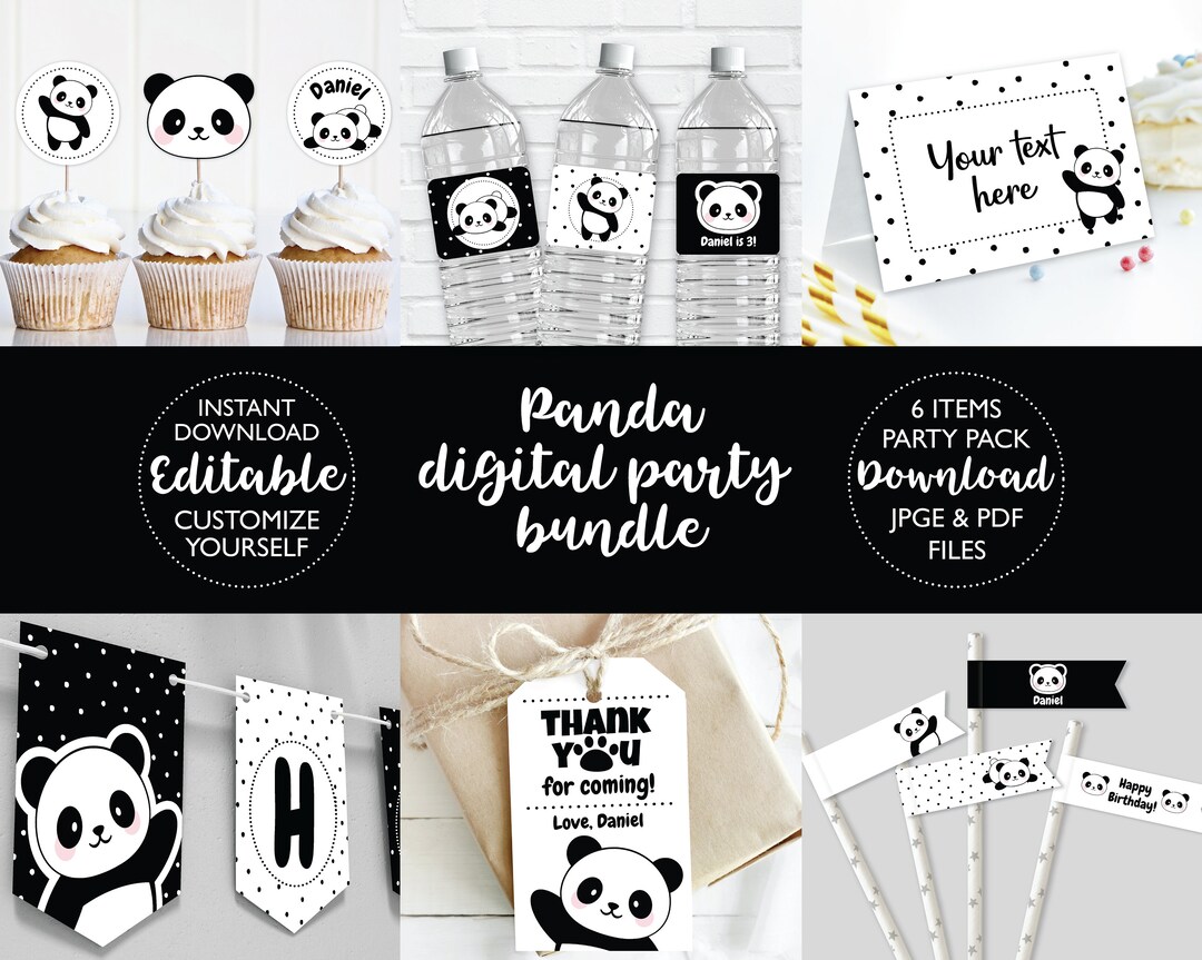 Panda Birthday Party Kit DIGITAL | Panda Party Bundle Set ...