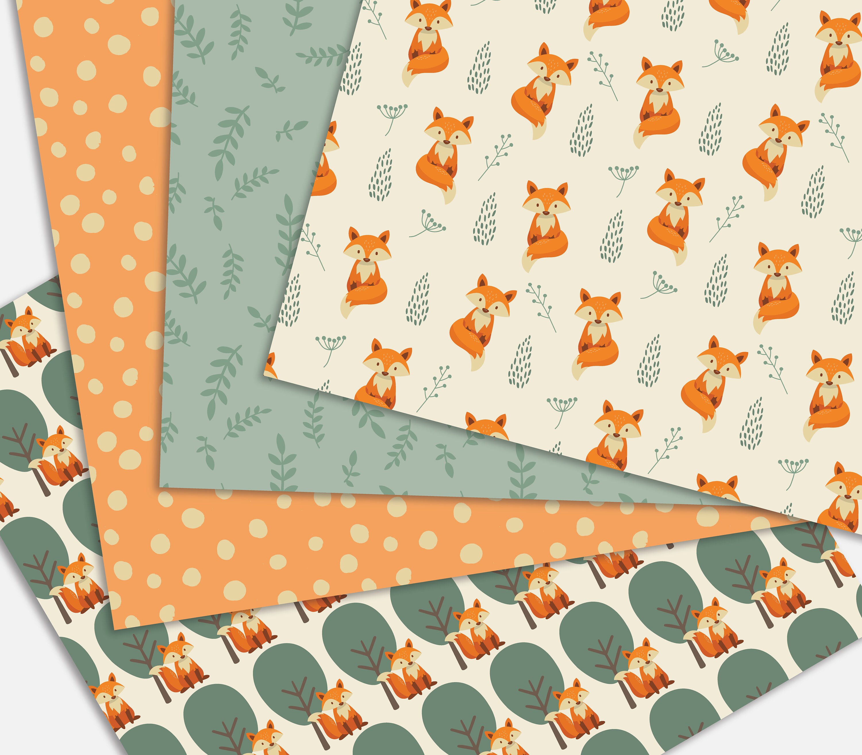 Woodland Fox Seamless Digital Paper Forest Background - Etsy