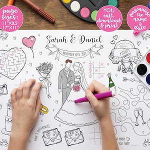 Wedding Coloring Placemat DIGITAL | Party Activity Sheet | Kids ...