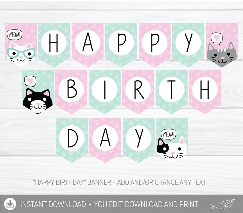 Kitten Birthday Party Kit DIGITAL Cat Party Bundle Set | Etsy