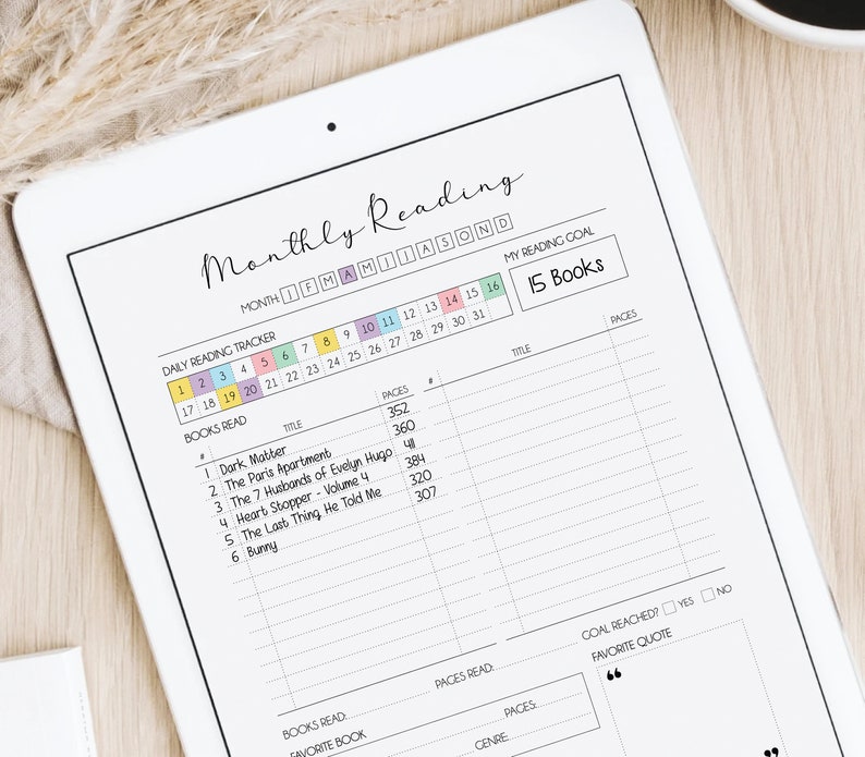 Monthly Reading Log | Minimalist Book Log | Digital Reading Tracker ...