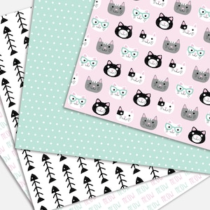 Cat Seamless Digital Paper | Kitten Background Pattern | Kitty ...