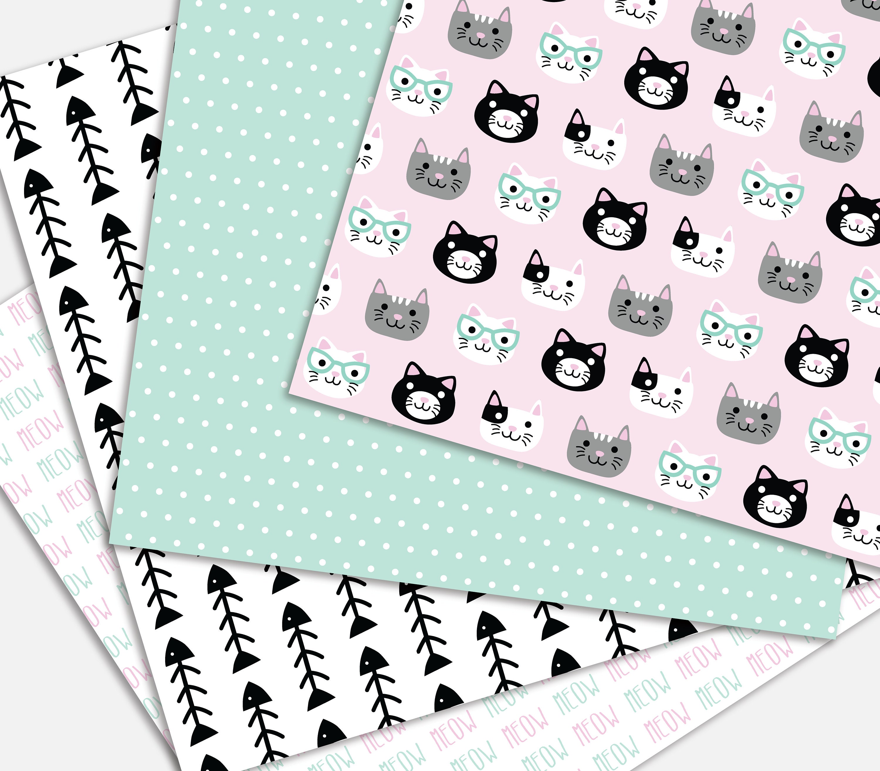 Cat Seamless Digital Paper | Kitten Background Pattern | Kitty ...