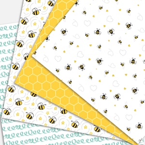 Honey Bee Seamless Digital Paper | Sweet Bumble Bee Heart Background ...