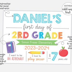Back to School Sign DIGITAL | Kids First or Last Day of School Page ...