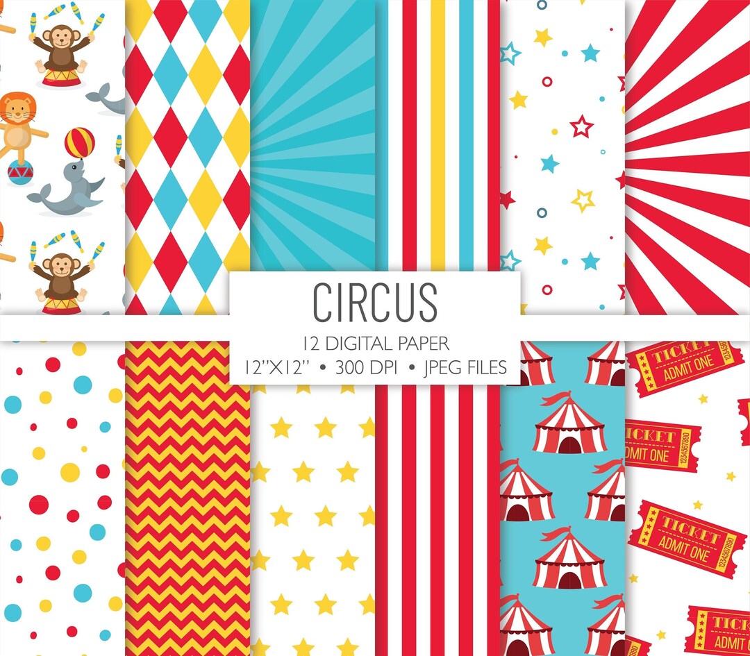 Circus Digital Paper Carnival Background Pattern Scrapbook - Etsy