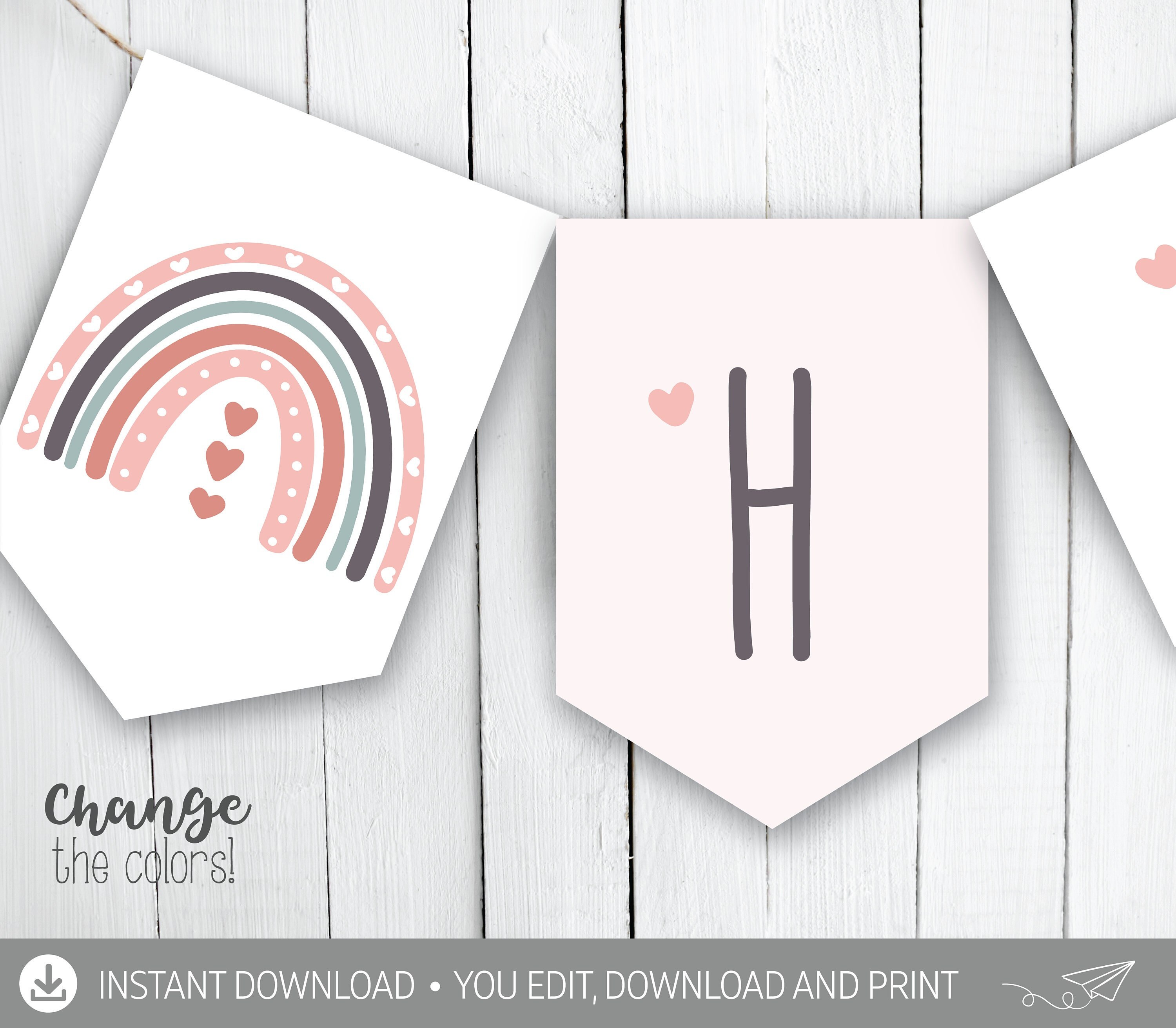 Boho Rainbow Happy Birthday Banner DIGITAL Rainbow Party - Etsy UK