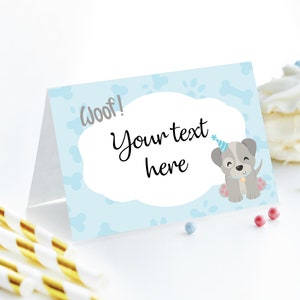 Puppy Birthday Tent Cards DIGITAL | Dog Party Blank Food Label | Woof ...
