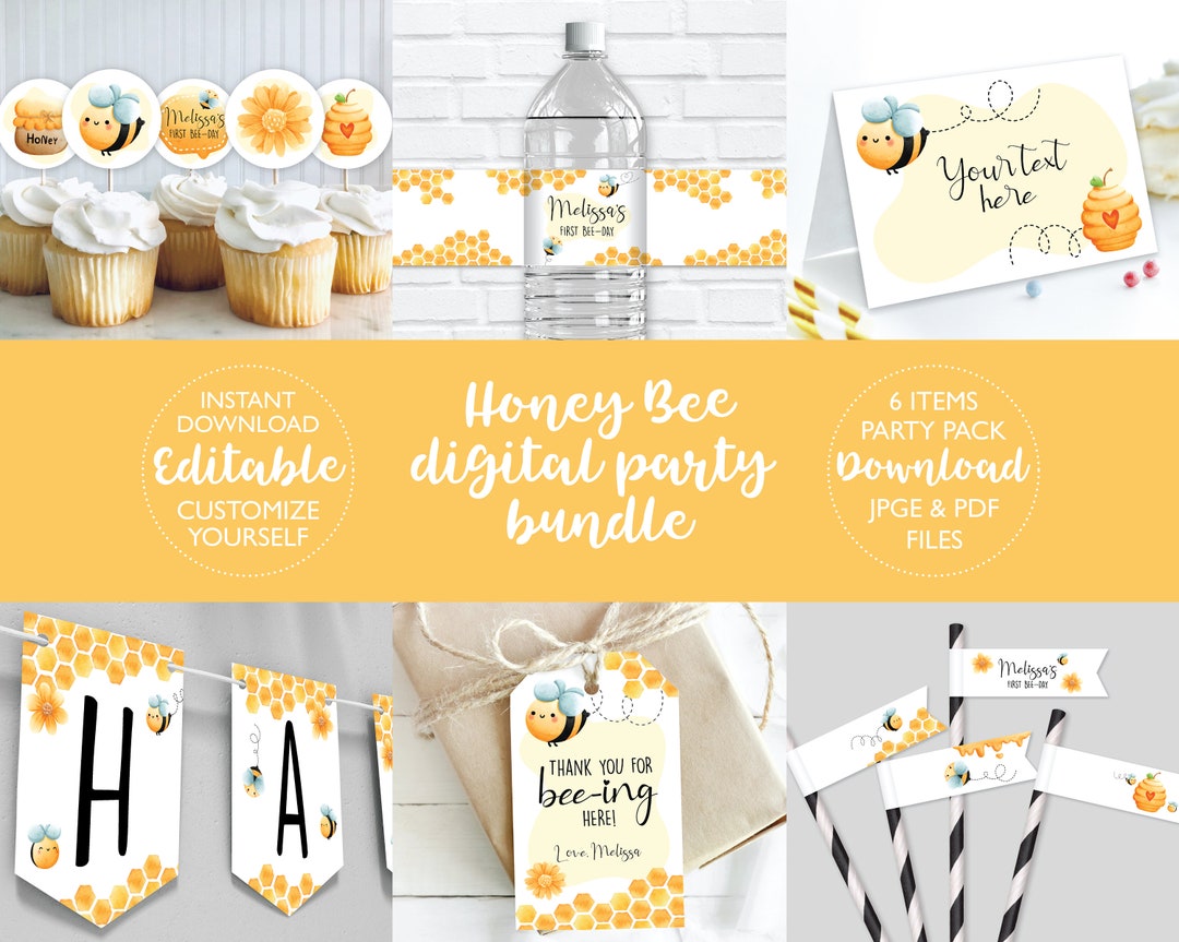 Honey Bee Birthday Party Kit DIGITAL | Bee-day Party Bundle Set | Baby ...