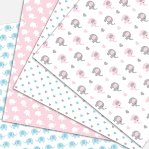 Elephant Seamless Digital Paper | Pink and Blue Background Pattern ...