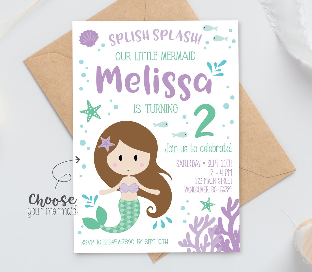 Mermaid Birthday Invitation DIGITAL | Little Mermaid Party ...